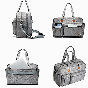 Laptop Tote Bag, Computer Messenger Teacher Bag with 15.7'' Padded Laptop Sleeve Gray