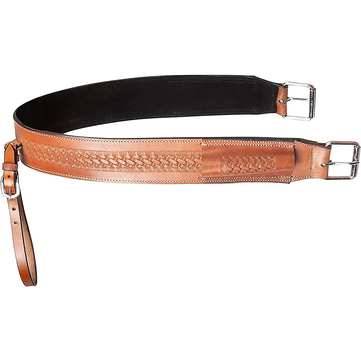 RAJ INTERNATIONAL Back Cinch Strap Western Horse Saddle Bucking Strap Rear Girth Flank Cinch Smooth Leather Size Length: 40 Buckle to Buckle & Width: 2.75 with 2 Buckles