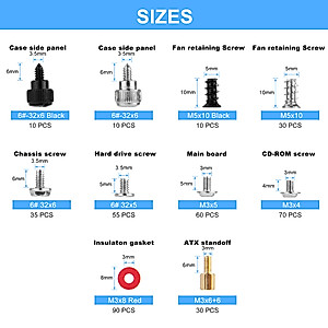 WELLOCKS Computer Standoffs Screws 420 pcs Basic PC Screws Accessories Kit for HDD Hard Drive Case Fan Power Card Graphics Chassis CD-ROM Motherboard for Replacement DIY Installation(D279)