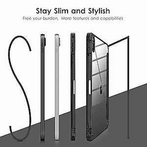 VIKESI Case for iPad (A16) 11-inch 2025 and iPad 10th Generation 10.9 Inch 2022, Clear Back and TPU Shockproof Frame Cover [Built-in Pencil Holder, Support Auto Sleep/Wake] - Black Opal