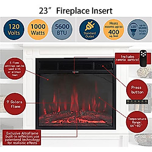 DACOM 29'' Wood Electric Fireplace Mantel- Package Freestanding Heater Corner Firebox with Log Hearth and AdjustableRemote Control