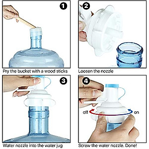 Flexzion Water Dispenser Stand 2-5 Gallon Water Jug Holder Metal Plated Cradle Set with Water Dispenser Valve, Dustproof Plug, Wooden Stick for 55MM Crown Top Water Bottles, Camping Counter Home Use