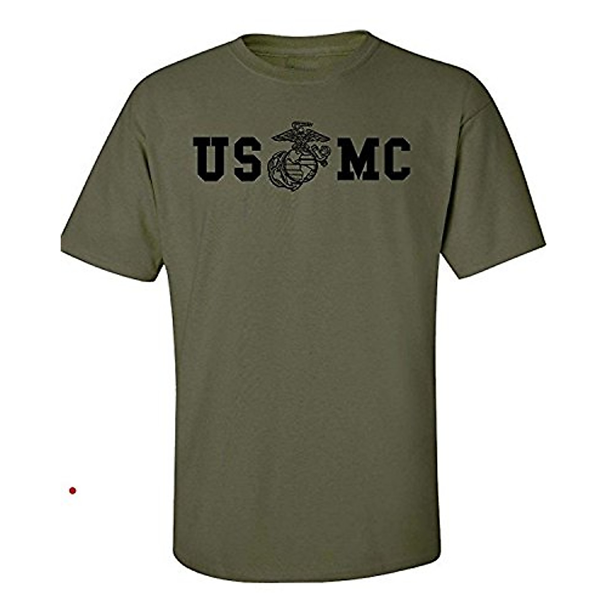Lucky Ride Marine Corps Bull Dog Front & Back USMC Mens Military T-Shirt,Military Green,2XL