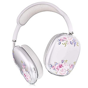 MOFREE Case Compatible for AirPods Max Headphones,Cute Flower Clear TPU Shock-Proof and Shatter-Resistant Protective Full Cover Case for AirPods Max(Pink Flower)