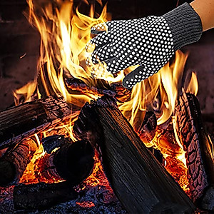 BBQ Grill Glove, Pot Holder Oven Mitts (1PCS) Heat Resistant Cooking Glove, Fireproof Resistant Designed Oven Glove for Welding, Barbecue