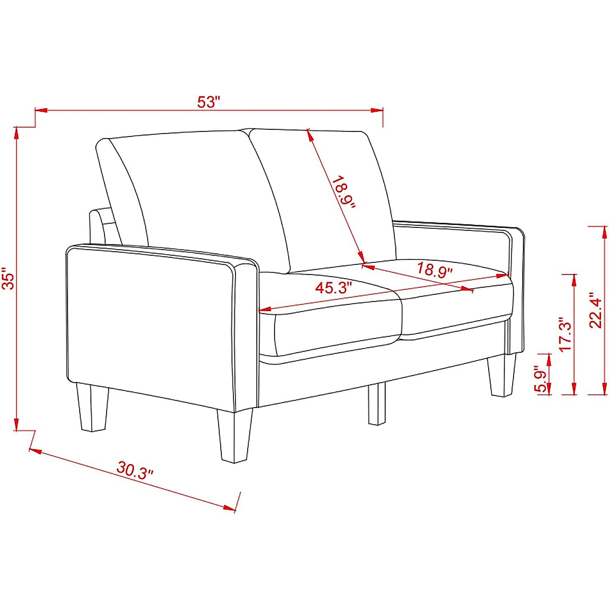Harper & Bright Designs 2-Piece Living Room Sofa Set with Storage Box, Modern Upholstered Sofa Sets with 3-Seat Couch and Loveseat Sofa for Living Room and Bedroom (2+3 Seat, Light Grey)