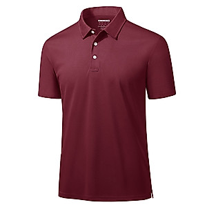 MAGCOMSEN Short Sleeve Polo Shirts for Men Quick Dry Polo Shirt Golf Polo Shirts Work Shirts Athletic Fall Shirts Golf Shirts Wine