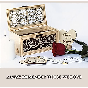 Alternative Guest Book Box - Wedding Guest book Alternative - 62 Large Wooden Hearts - Also for Baby Shower, Bridal Shower, Anniversary, Birthday, Retirement, Funeral Guest Book Alternatives, Pattern