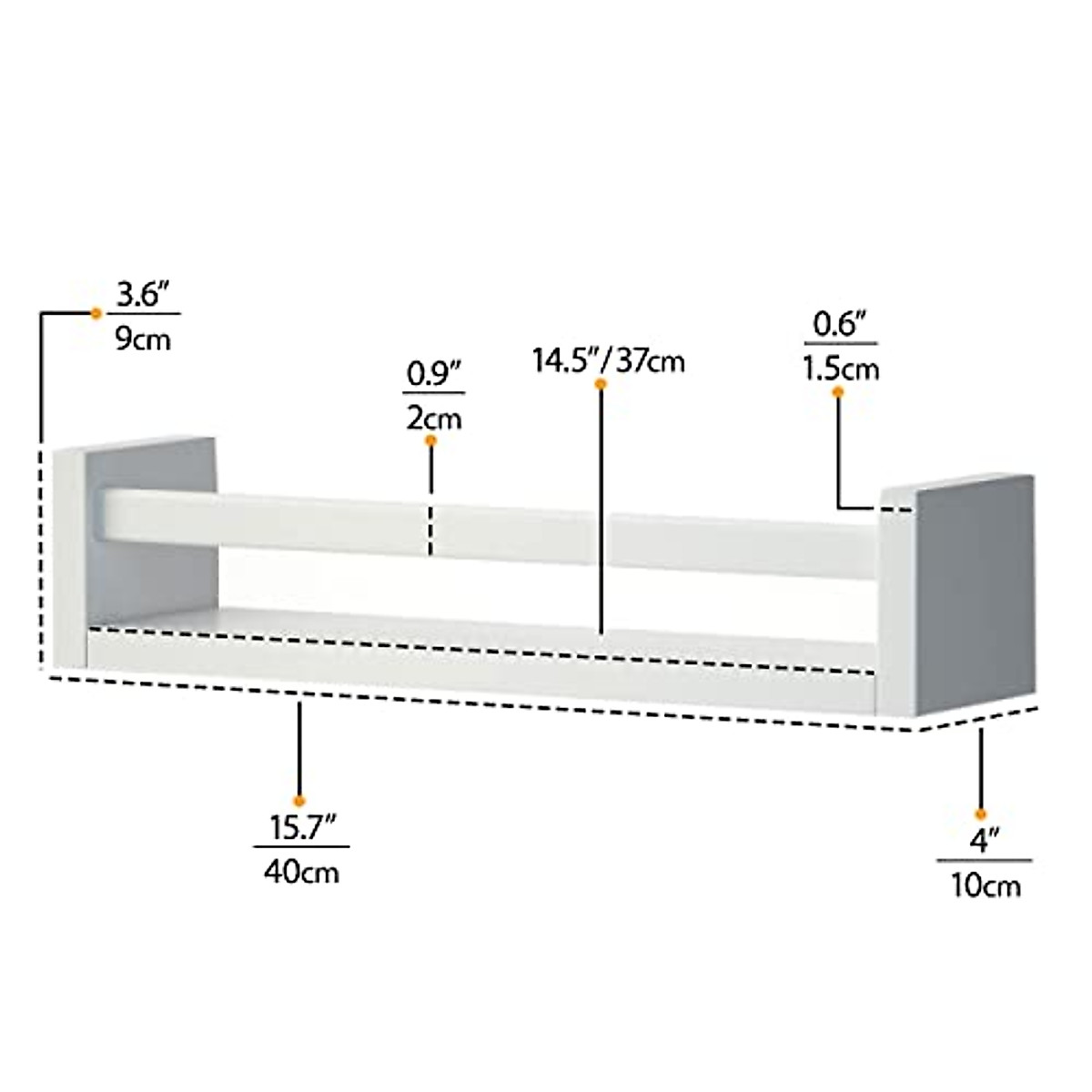 Wallniture Set of 2 Nursery Room Wood Floating Wall Shelves White