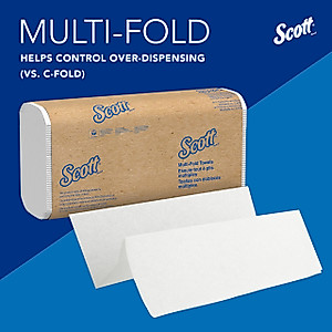 Scott Essential Multifold Paper Towels (01804) with Fast-Drying Absorbency Pockets, White, 16 Packs / Case, 250 Multifold Towels / Pack