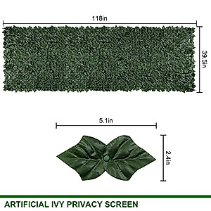 Artificial Ivy Privacy Fence,U'Artlines Heavy Duty Artificial Hedges Fence and Faux Ivy Vine Leaf Decoration Screen Garden Wall Fence for Outdoor Garden Decor (39.5x118 Inch)