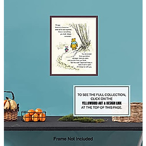 Winnie Pooh Wall Art - Kids Wall Art - Boys Room, Baby Nursery Decor - Girls Bedroom Decor - Wall Decor for Toddlers - Always Remember You Are Braver Than You Believe - A. A. Milne Poster 11x14 Gift