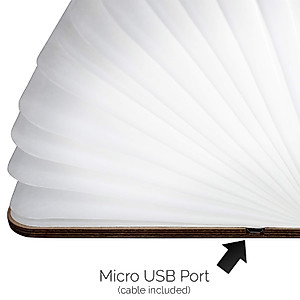 Bokehtti LED Real Wood Book Lamp (8.5 x 6.6") Includes Leather Hanging Strap and USB Cable - Versatile Reading Lantern, Photography Prop or Flashlight - Portable Light for Emergencies and Outdoor Use