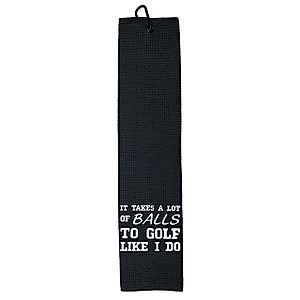 Wolf Golf Towels - It Takes A Lot of Balls to Golf Like I Do Golf Towel - Golf Accessories for Men - Golf Gifts for Men - Embroidered Funny Golf Towel