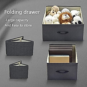 Deep Grey Fabric Dresser Storage Organizer 8-Drawer Closet Shelves, Dressers Storage Chest for Bedroom, Living Room, Hallway & Nursery with Easy Pull Fabric Bins Wood Top