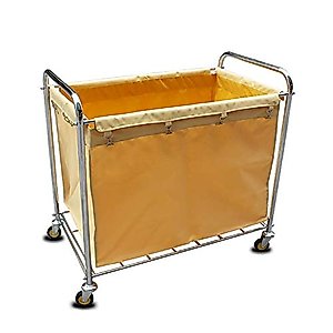 Mobile Linen Car for Hotel, Lobby Collection Trolley Cart, Heavy-Duty Beige Room Hygiene Cleaning Car, 94×56×90Cm, PIBM