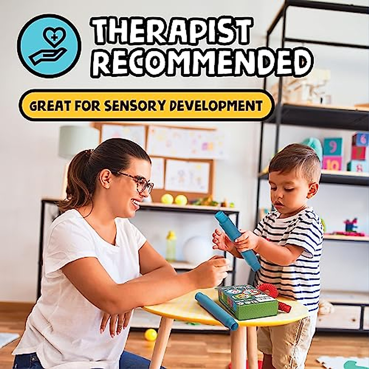 BUNMO Pop Tubes Large 4pk | Hours of Fun for Kids | Imaginative Play & Stimulating Creative Learning | Toddler Sensory Toys | Tons of Ways to Play | Connect, Stretch, Twist & Pop