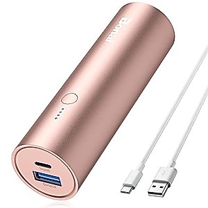 BONAI Portable Charger 5000mAh USB C Power Bank Small Cellphone Portable Power Bank for iPhone 14 13 12 11 X Samsung Huawei (USB A to USB C Charging Cable Included) (Rose Gold)