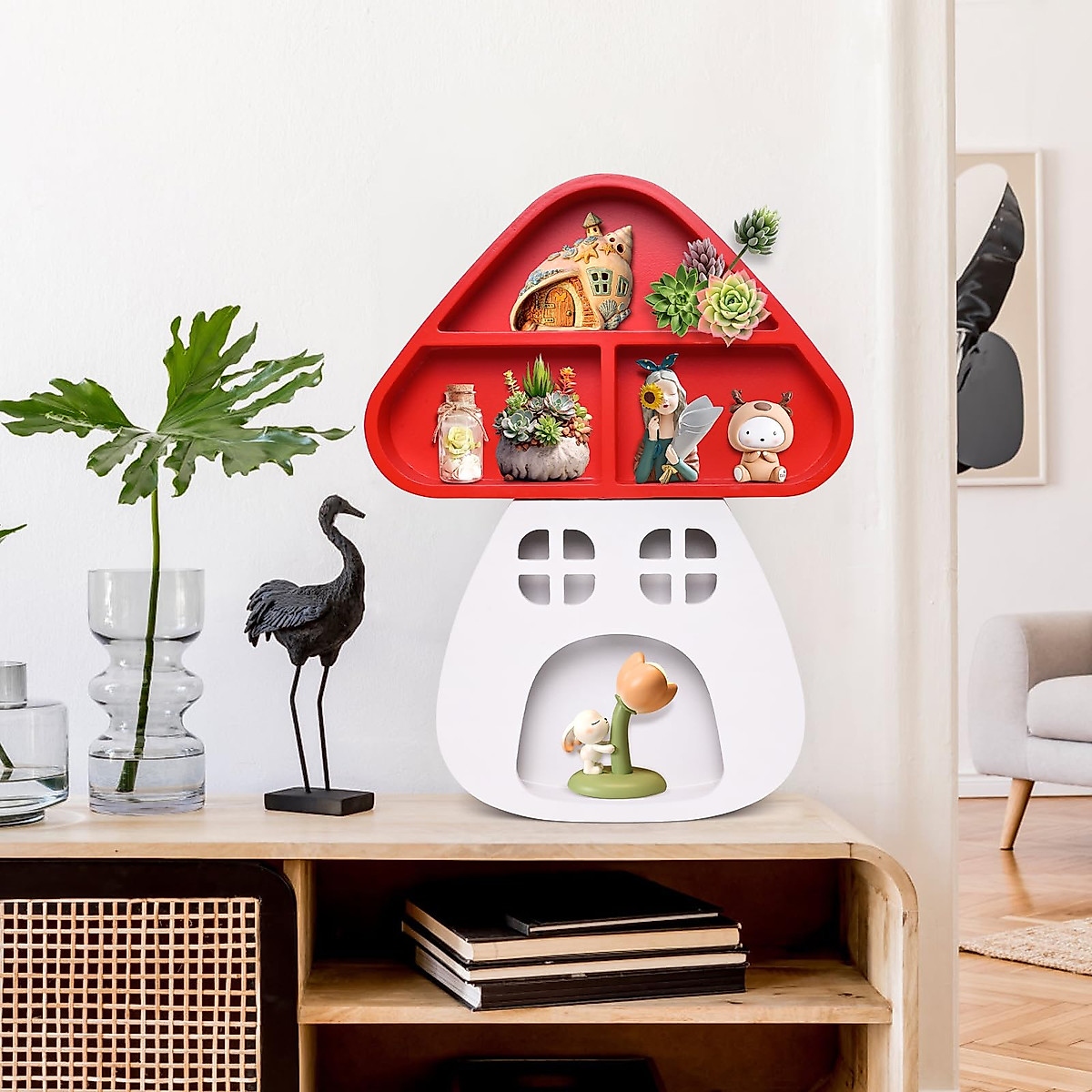 Lenkyin Floating Mushroom Shelf Cute Mushroom Wall Decor Cottagecore Shelf for Wall Fairy Core Cottage Core Room Decor for Nursery