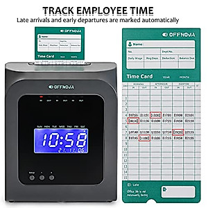 OFFNOVA Im·Pulse Thermal Time Clock for Employees Small Business, No Ink Ribbons or Network Needed, in/Out Time Attendance Machine with 50 Time Cards