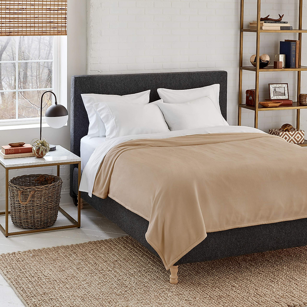 Eddie Bauer - Queen Heated Blanket, Soft Brushed Microplush Electric Blanket, Warm & Cozy Bedding (Cabin Comfort Khaki, Queen)