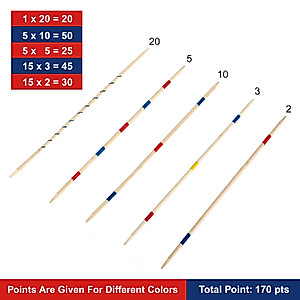 Gonoelec 41 Piece 12 Inch Bamboo Pick Up Sticks Game Classic Table Game Fun Family Board Game Gift for Adults and Kids