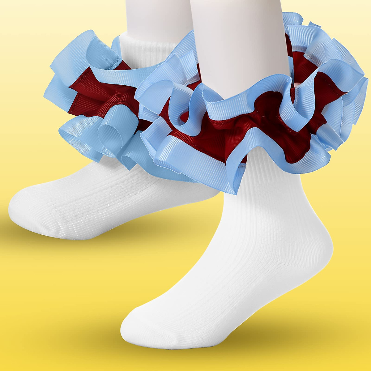 10 Pairs Ruffle Socks 1-3 Year Old Baby Girls Double Lace Frilly Princess Dress Socks Little Girl Big Ruffle Socks for Newborn Infant Toddler Little Girls