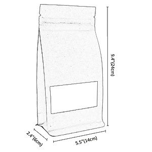 Couga Mall 50 PCS Universal Kraft Paper Packing Bag, Zip Lock Stand Up Storage Pouch Package Bag With Clear Window for Storing Snacks, Beans, Seeds and Tea Leaves(5.5"*9.4")