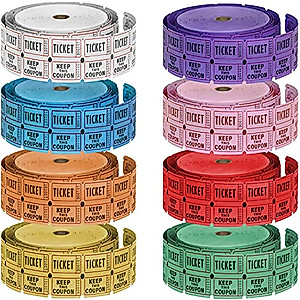 HENRY DOTS 50/50 Raffle Tickets Double Roll - 2000 Ticket Count Per Roll - Easy Tear Away Stubs for Contact Info - Raffle Drum Tickets Roll for Drinks, Carnival, Chinese Auction, Events (White)