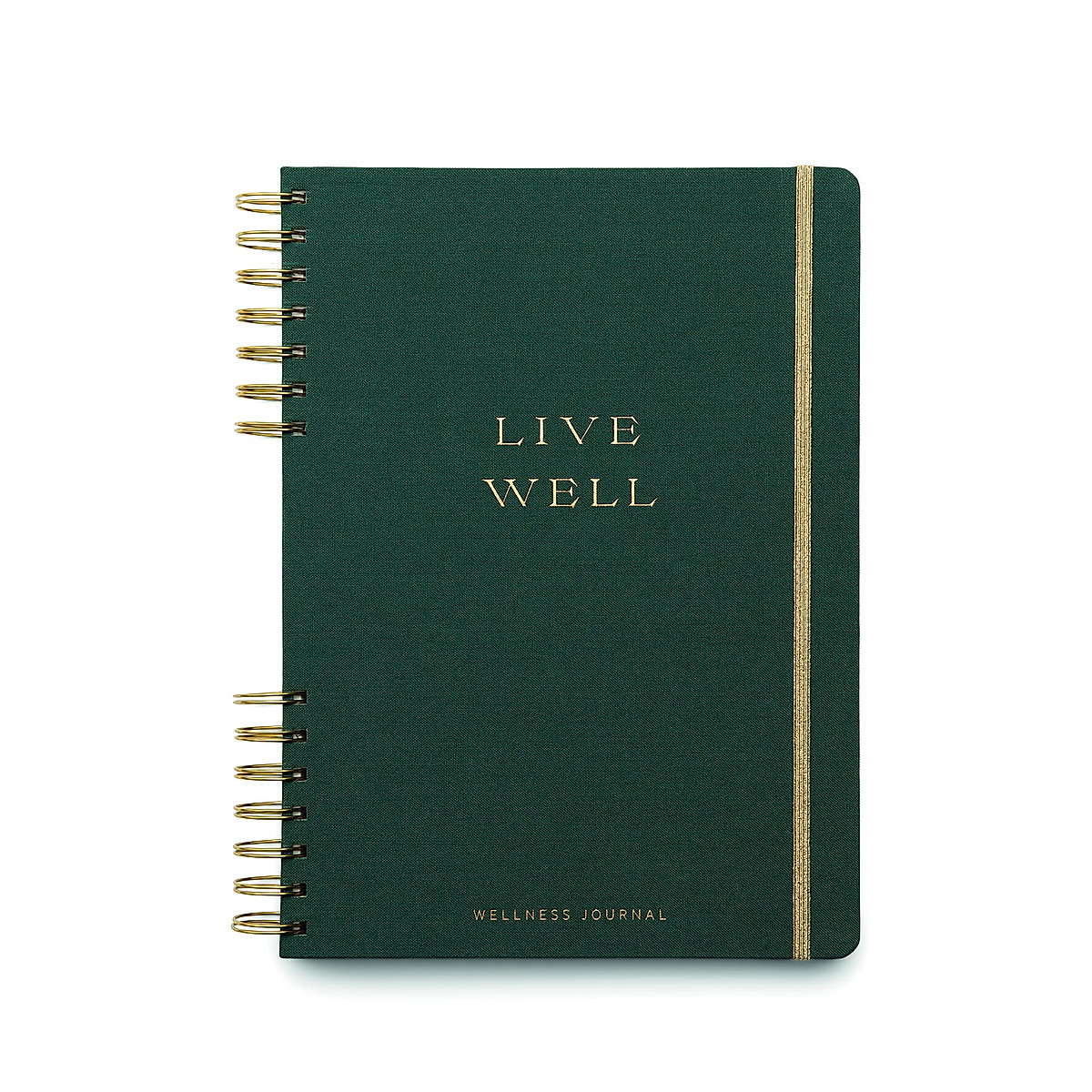 Designworks Ink Green Live Well Spiral Mindfulness Notebook Guided Gratitude and Wellness Journal Undated Daily Planner With Self Care and Activity Prompts and Stickers, 7.5" x 10.25