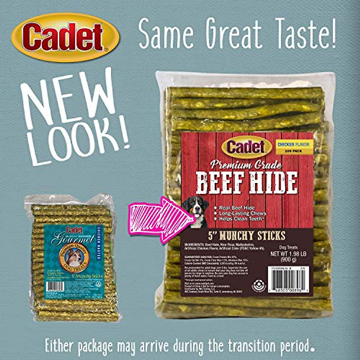 Cadet Premium Grade Munchy Beef Hide Sticks 5 Inch, 100 Pack