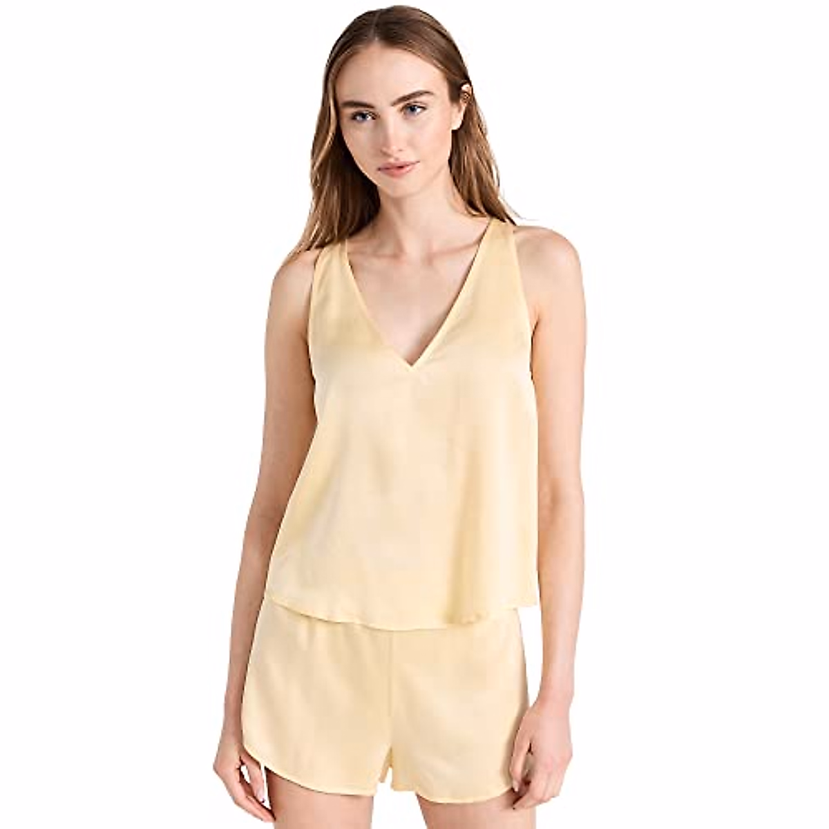 Lunya Women's Washable Silk Tank Pajama Set, Wayward Yellow, M