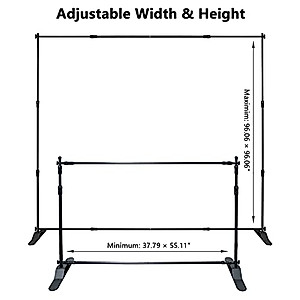 Yohenkta Backdrop Banner Stand, 8ft Adjustable Photo Studio Backdrop Stand Kit with Carrying Bag for Trade Show, Photography, Wall Exhibitor Background, Party, Wedding