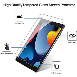TSQQST Screen Protector for iPad 9th 8th 7th Generation, Tempered Glass Screen Protector Compatible with iPad 10.2 Inch 2021 2020 2019, 1 Pack