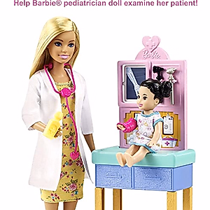 Barbie Careers Doll & Playset, Pediatrician Theme with Blonde Fashion Doll, 1 Patient Doll, Furniture & Accessories