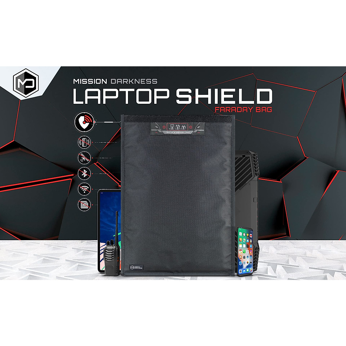 Mission Darkness Non-Window Faraday Bag for Laptops // Device Shielding for Law Enforcement & Military, Executive Privacy, Travel & Data Security, Anti-Hacking Anti-Tracking Anti-Spying Assurance
