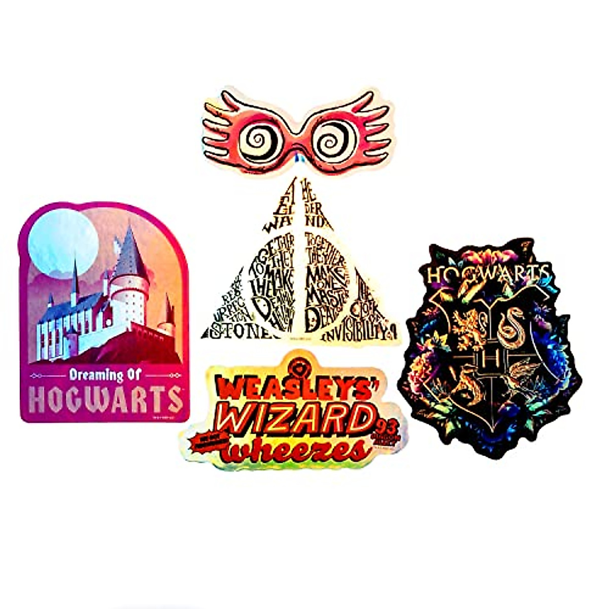 Conquest Journals Harry Potter Variety Vinyl Sticker Pack, Set of 60 Unique Stickers Including 5 Holograms, Officially Licensed, Waterproof and Scratch Resistant, Potterfy All The Things