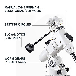 Celestron – Omni XLT 102 Refractor Telescope – Hand-Figured Refractor with XLT Optical Coatings – Manual German Equatorial EQ Mount with Setting Circles and Slow Motion Control – Includes Accessories