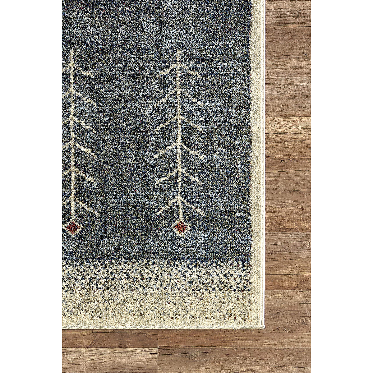 Abani Southwestern Distressed Vintage Style Area Rug, Mesa Collection - Blue & Beige Plant Stalk Design 4' x 6' Accent Rug Rugs