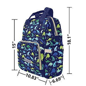 Yeshop Personalized Diaper Backpack Dinosaur Watercolor Multi Function Diaper Bag Travel Daypack Nursing Nappy Bag