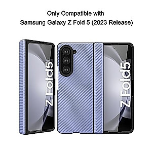 Cresee Case for Samsung Galaxy Z Fold 5 (2023) with Built-in Cover Screen Protector & Hinge Protection, Slim Hard PC + PU Protective Phone Case for Galaxy Z Fold5 5G - Lavender