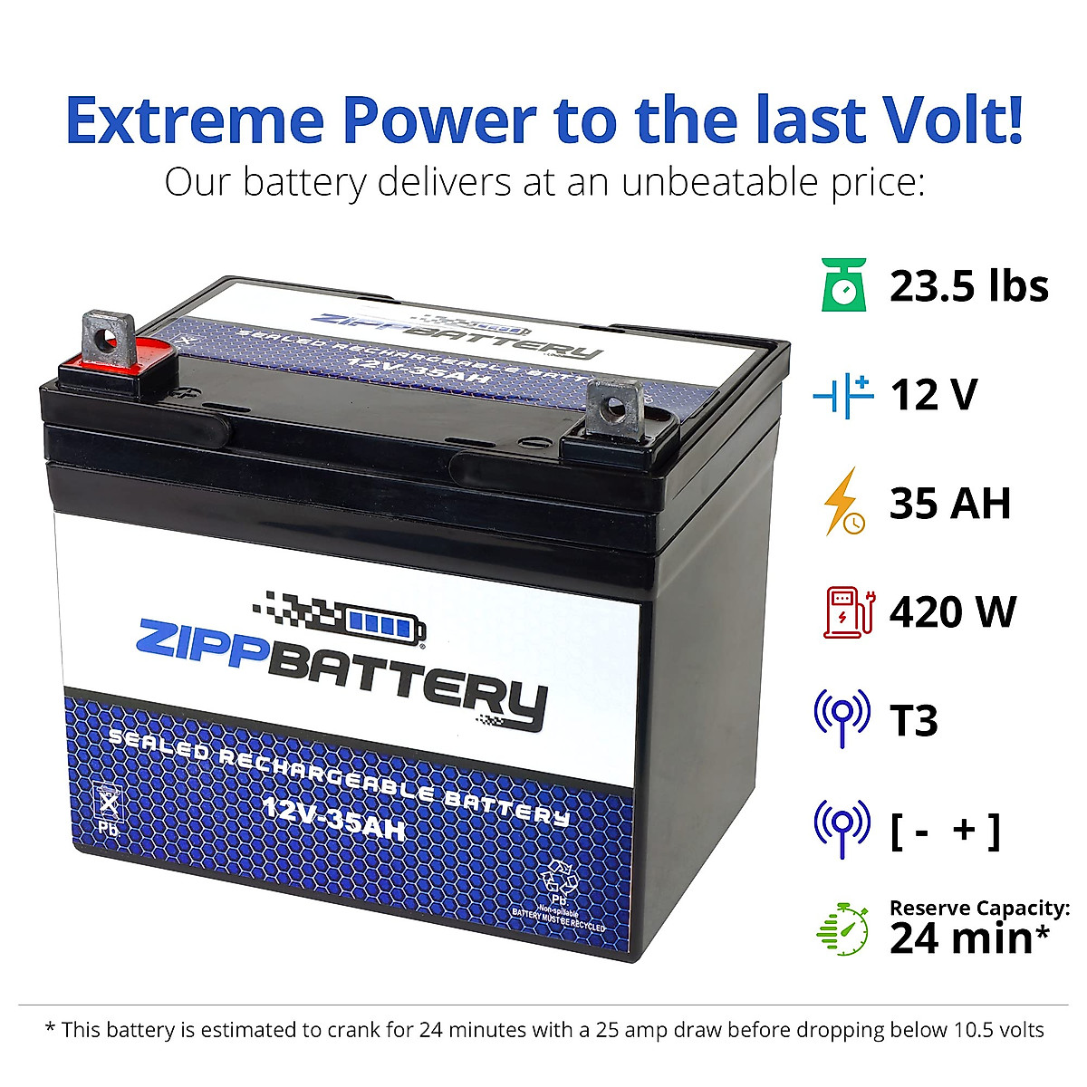 U1 12V 35AH Yamaha Rhino Utility Vehicle UTV Battery