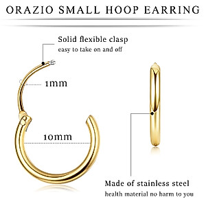 ORAZIO Small Stainless Steel Cartilage Earring for Women Endless Small Earrings Colorful Men Hoop Earring Set