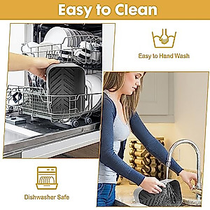 2 Pcs Air Fryer Silicone Liners Rectangular for Ninja Foodi Dual Reusable Silicone Airfryer Liner Rectangle Silicone Air Fryer Oven Basket (8.46 * 5.9 inch （10 QT）, DZ401 - Red)