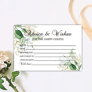 FARHTINANFX Greeting Card, 50 Wedding Advice and Wishes Cards for The Happy Couple, Bride and Groom, 4x6 inches, Rustic Green Leaves Design