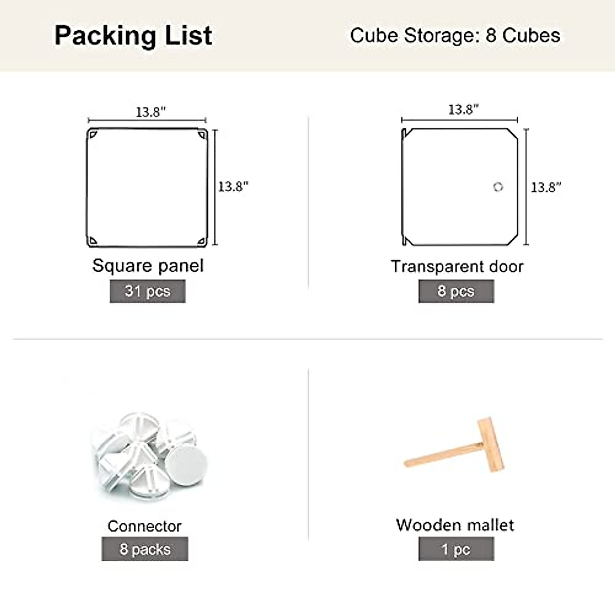 Aeitc 8 Cube Storage Organizer Closet Shelves Storage Cubes DIY Cubby Organizing Modular Cabinet Bookcase Cubby Closet Shelf for Bedroom, Living Room, Black with Clear Door