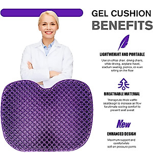 Aiouarc Gel Seat Cushion for Long Sitting, Breathable Honeycomb Design, Pressure Relief for Back, Sciatica, Tailbone Pain - Office Chair Cushion, Wheelchair Cushion, Car Seat Cushion, Chair Pad
