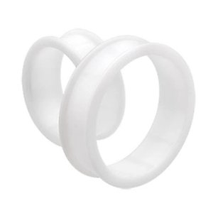 Pair 1-1/2" (38MM) WHITE SILICONE FLAT FLARE TUNNELS Double Flare Gauges Thin Soft Flexible Flesh Plugs (2pcs)