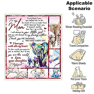 Gifts for Mom from Daughter Birthday Mom Gifts Elephant Mom Blanket - Soft Throw Blankets for Couch Bedroom