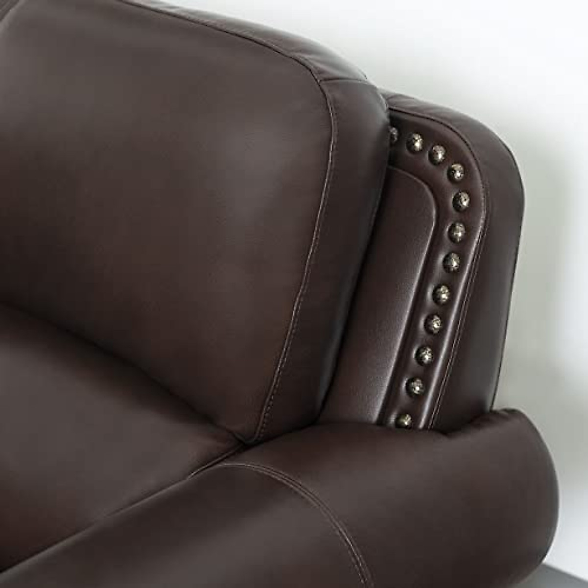 Abbyson Living Austin Leather Loveseat - Traditional Design, Nailhead Trim, Brown
